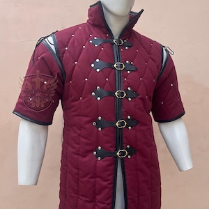 Medieval Padded Gambeson With Black Leather Trim Larp & Renfaire ...