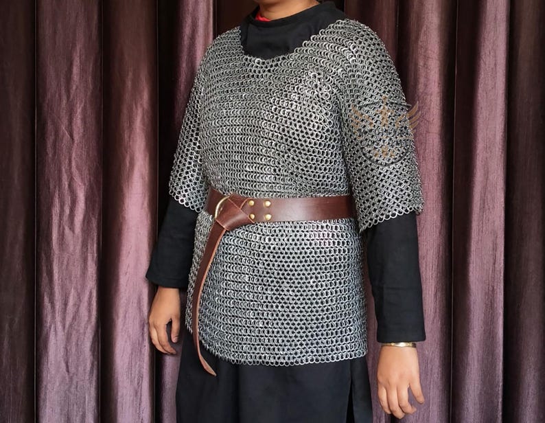 9mm Flat Riveted Ring Chainmail Haubergeon: Viking Mail Hauberk, Mild ...