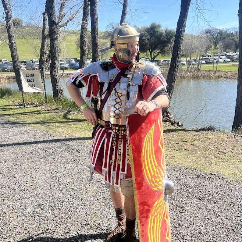 Roman Subarmalis Padded Armor Vest - Wine Red With White Trim, Roman ...