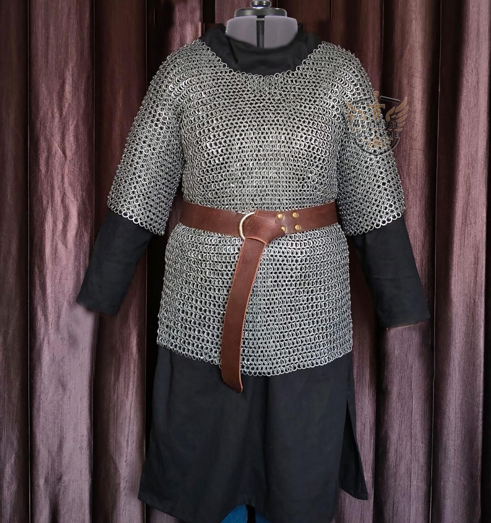 9mm Flat Riveted Ring Chainmail Haubergeon: Viking Mail Hauberk, Mild ...