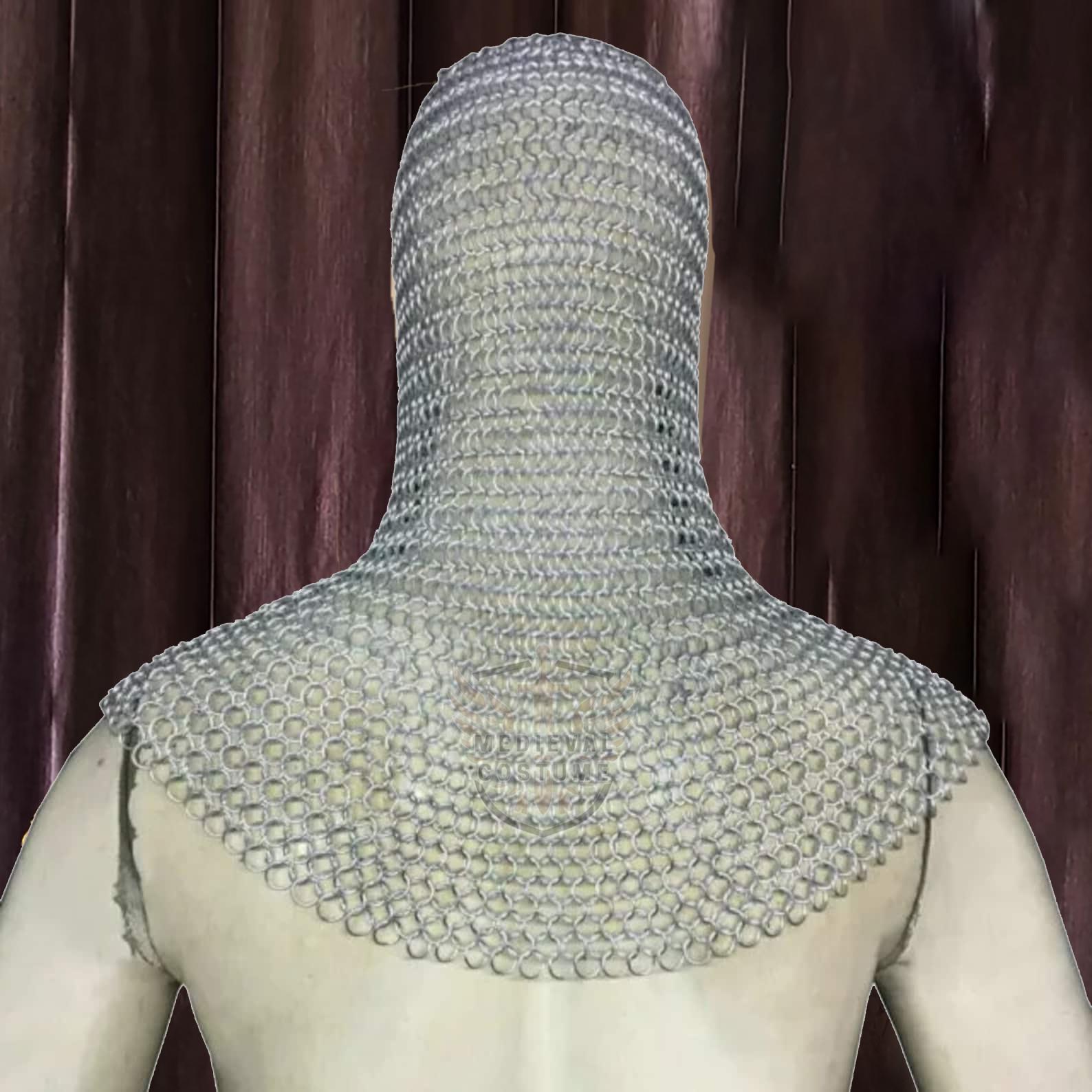 Aluminium Chainmail Coif: Light Weight MA-61 Medieval Hood LARP 10MM 16 ...