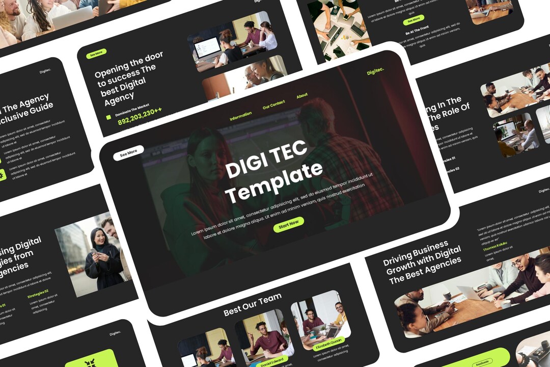Digi Technology Presentation Powerpoint and Keynote Template Tech, AI, SAAS and Startup Pitch ...