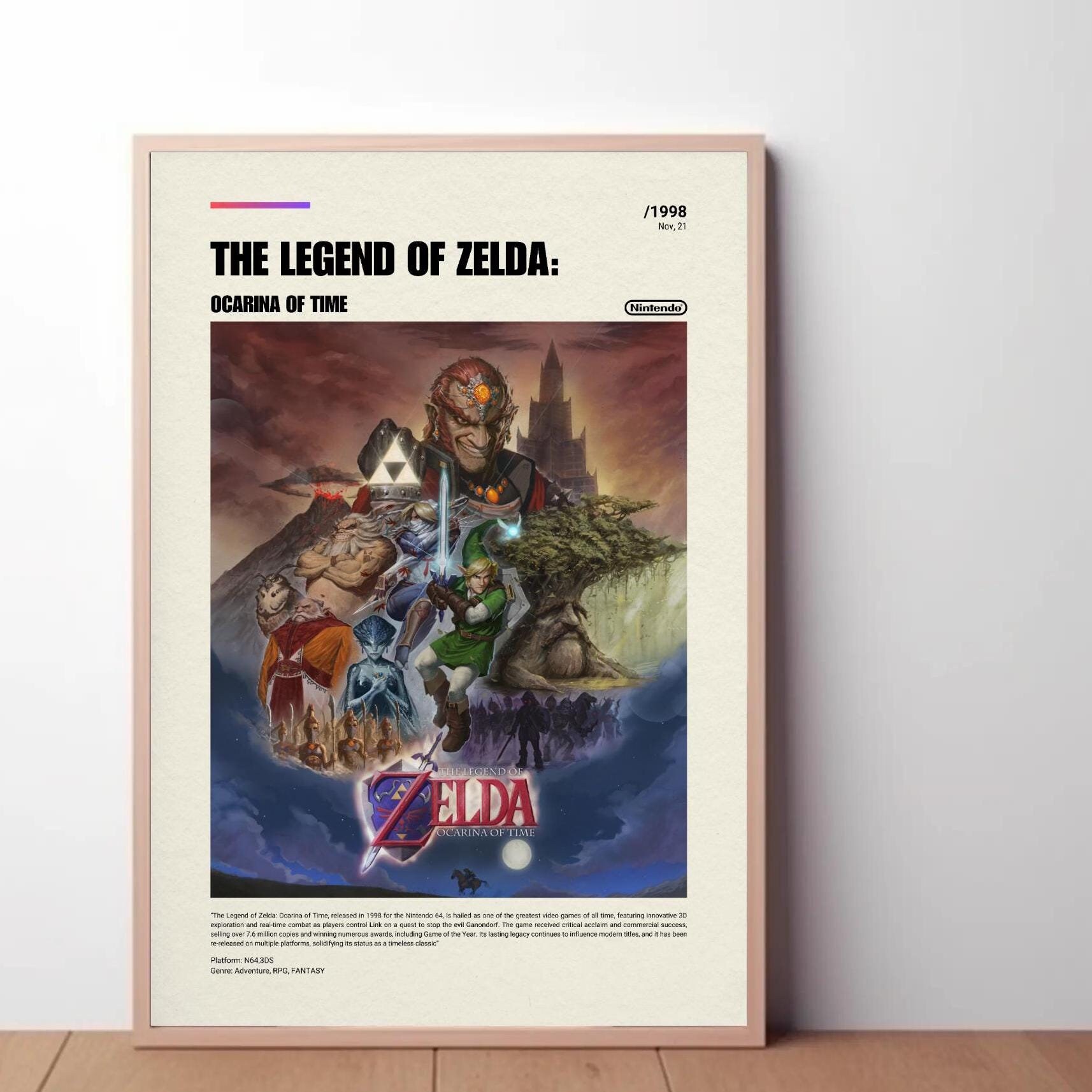 The Legend of Zelda Ocarina of Time Poster Replica, Gaming Digital ...