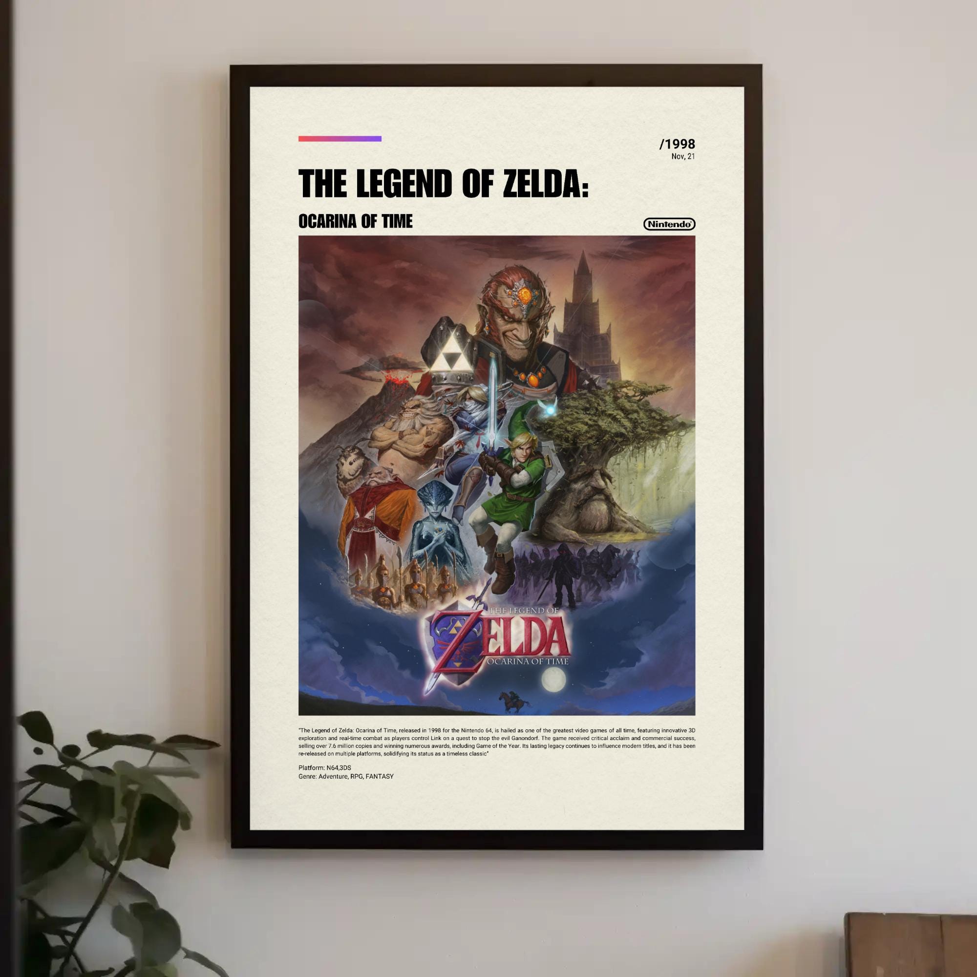 The Legend of Zelda Ocarina of Time Poster Replica, Gaming Digital ...