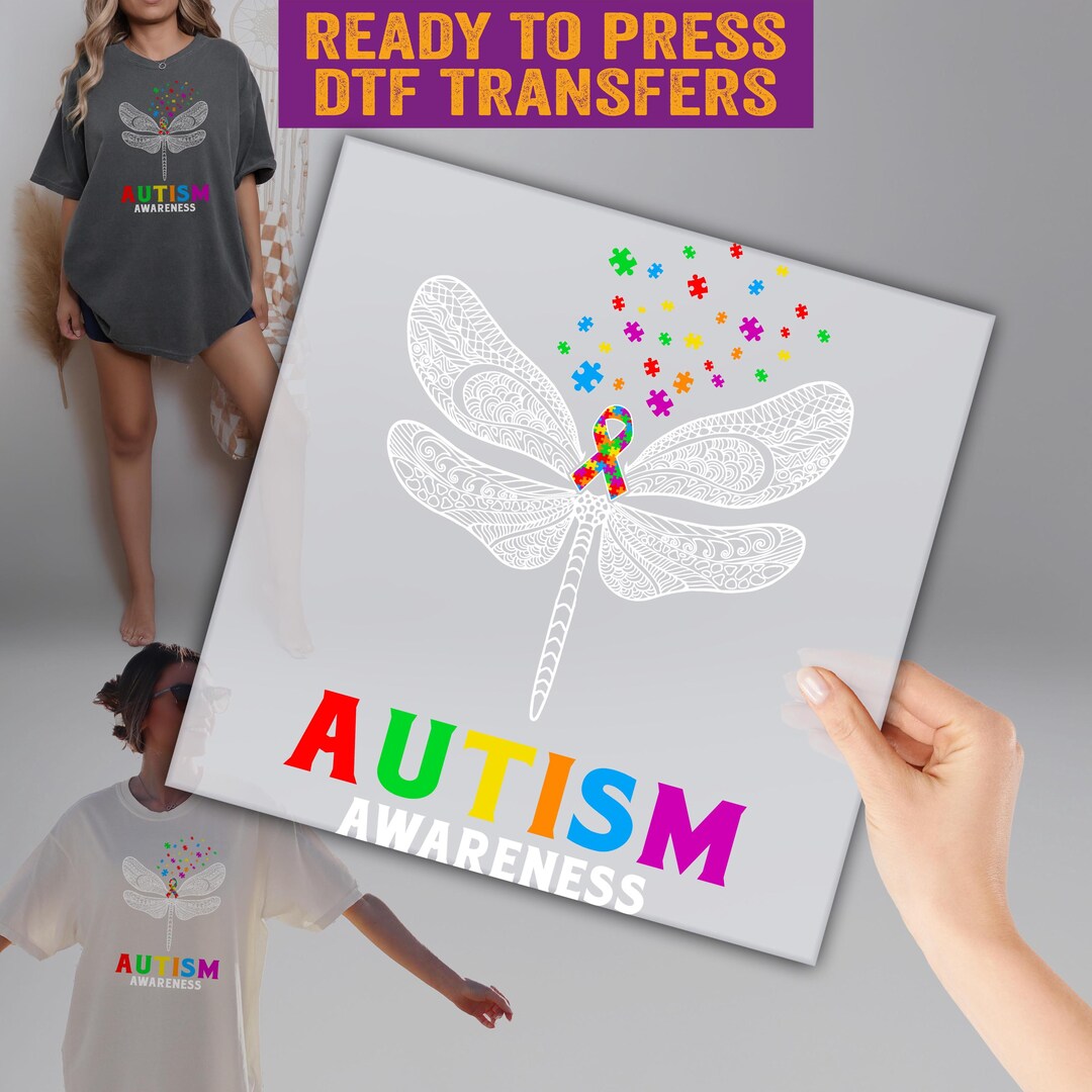 Dragonfly Autism DTF, Autism Day Ready to Press, Autism Awareness DTF Transfer - Etsy