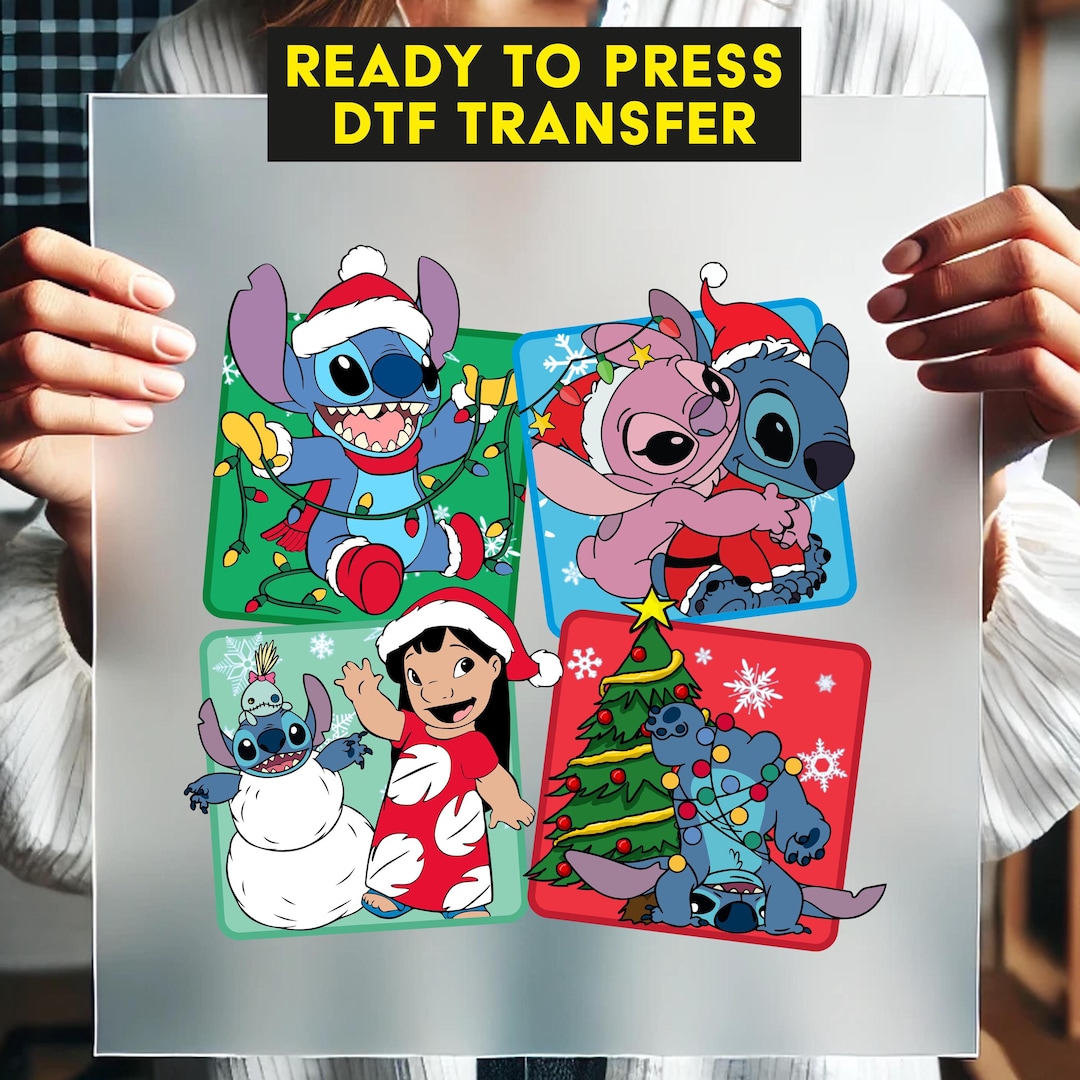 Stitch DTF Transfer, Disney Ready to Press, Disney Floral Transfer ...