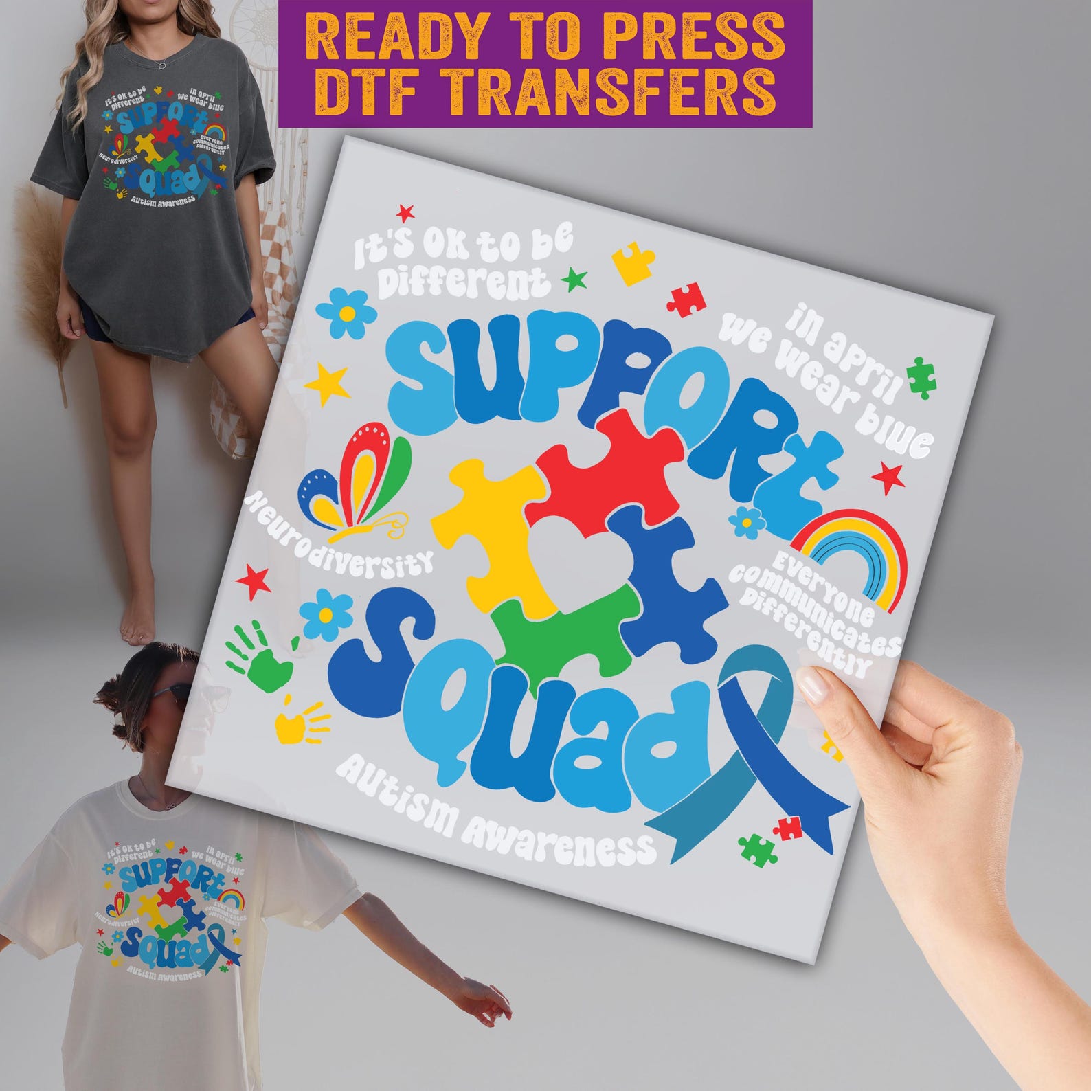 Autism Support Squad Design - Autism Awareness Transfer - Etsy