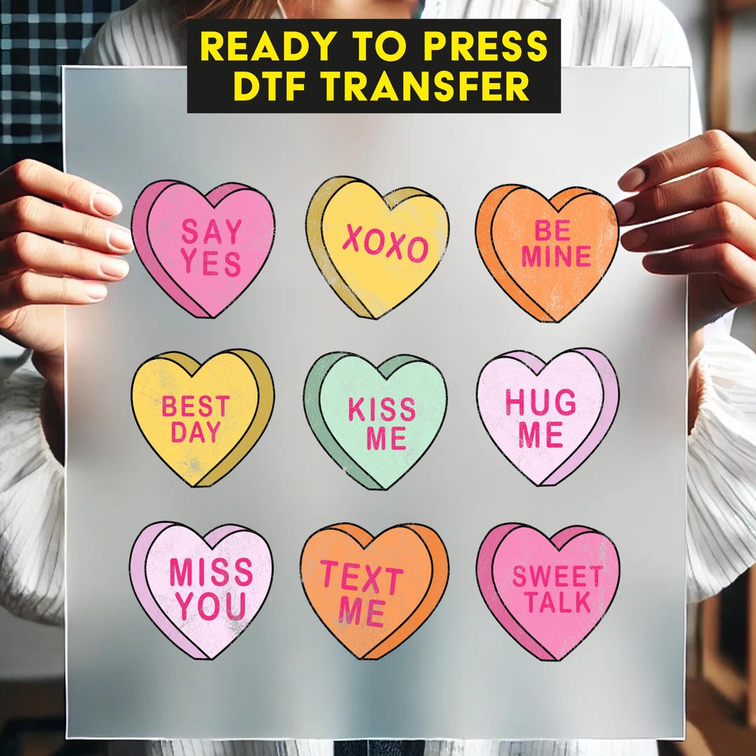 Happy Valentine's Day Hearts DTF, Valentines Day DTF, Pink Valentine ...