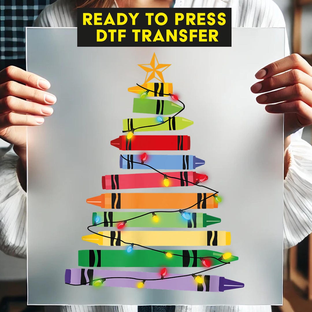 Crayon Christmas Tree DTF, Christmas Light DTF Transfer, Christmas Tree ...