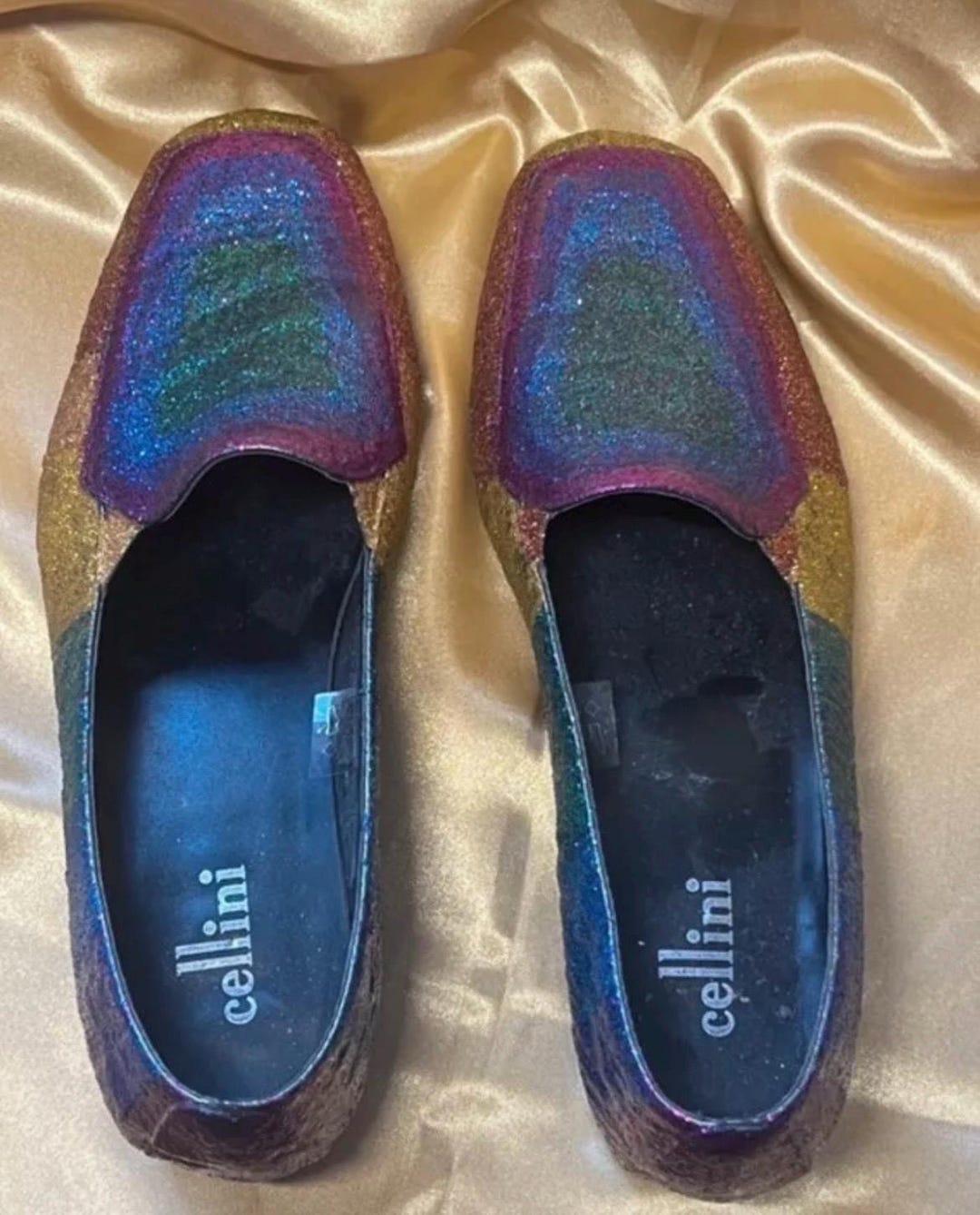 Rainbow Glitter Flat Loafers Party Shoe Custom Upcycled Size 8 Womens ...