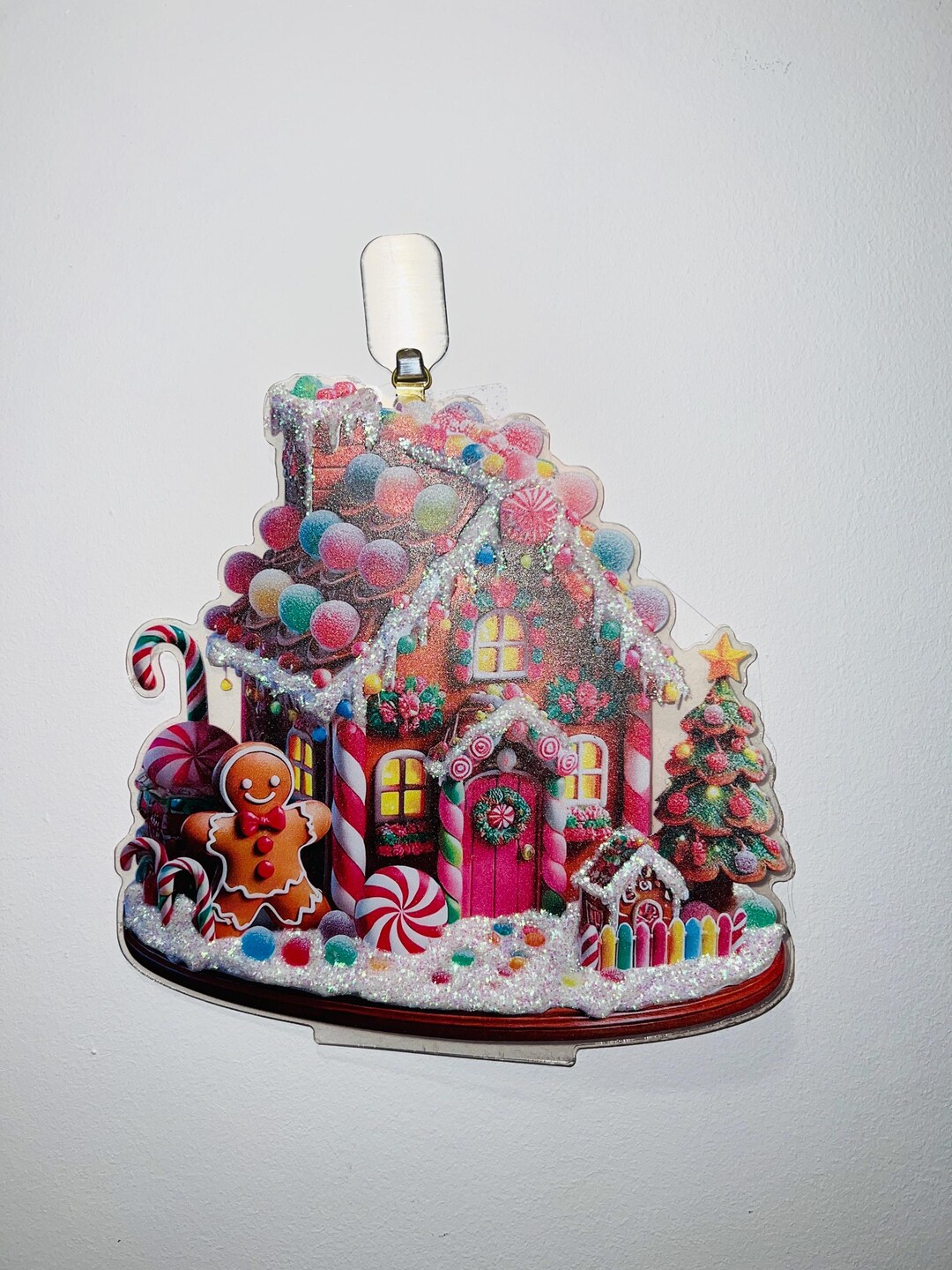 Gingerbread House Christmas Glitter Festive Acrylic Wall Hanging Home ...