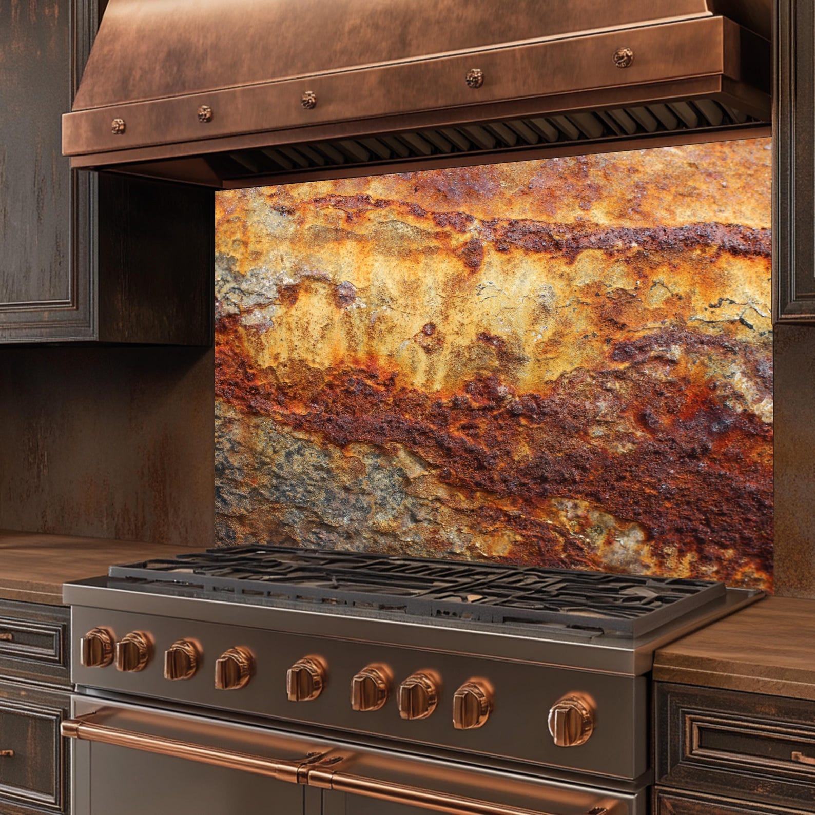 Tempered Glass Backsplash, Rust Texture Glass Backsplash, Rustic ...