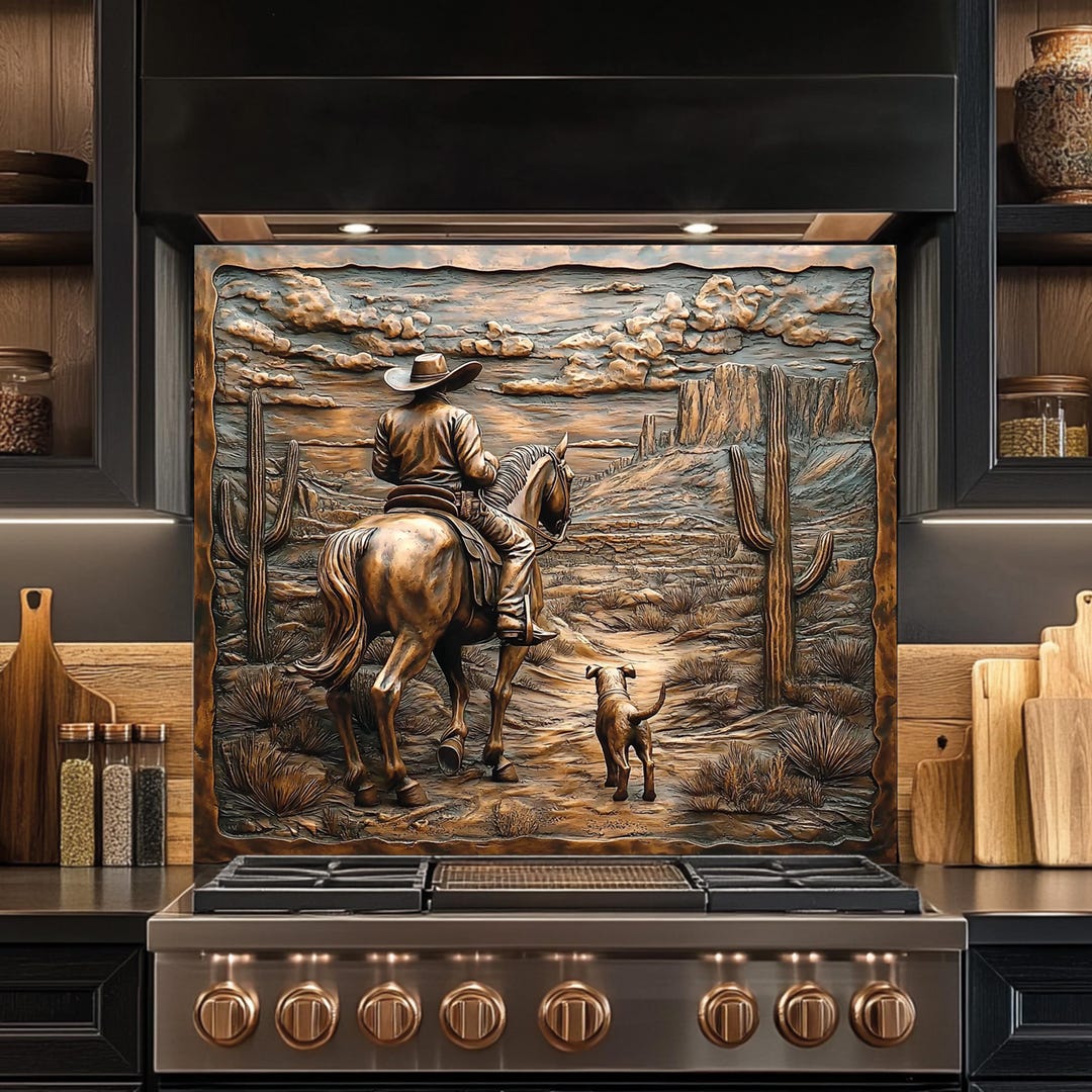 Cowboy Glass Backsplash, Tempered Glass Backsplash, Kitchen Backsplash ...