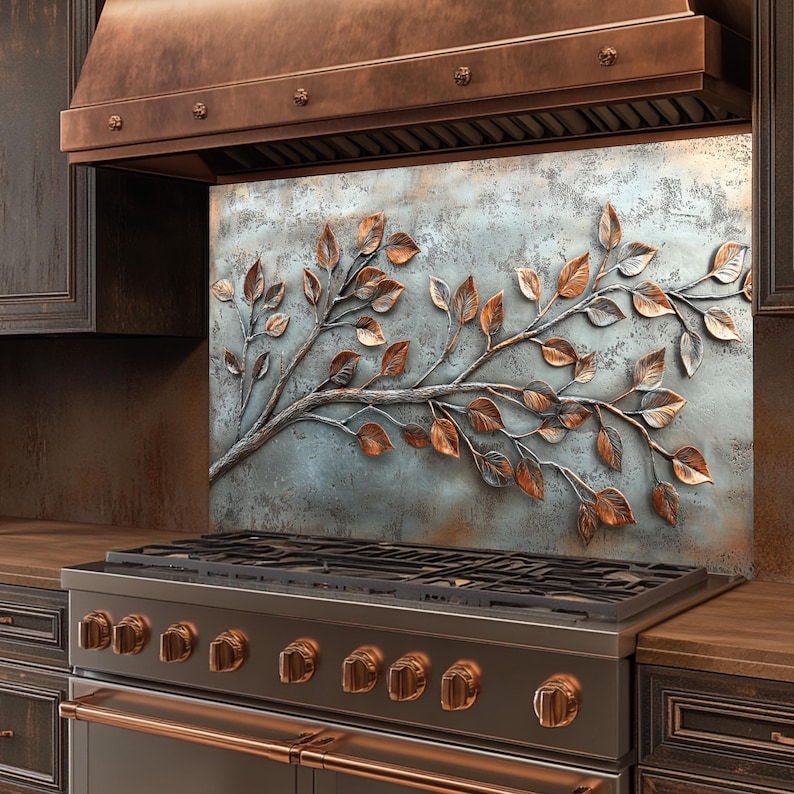 Tree Branches Tempered Glass Backsplash, Kitchen Backsplash Behind ...