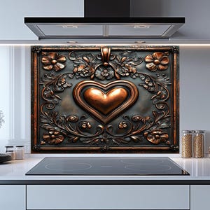 Tempered Glass Backsplash for Kitchen, Heart and Floral Glass ...