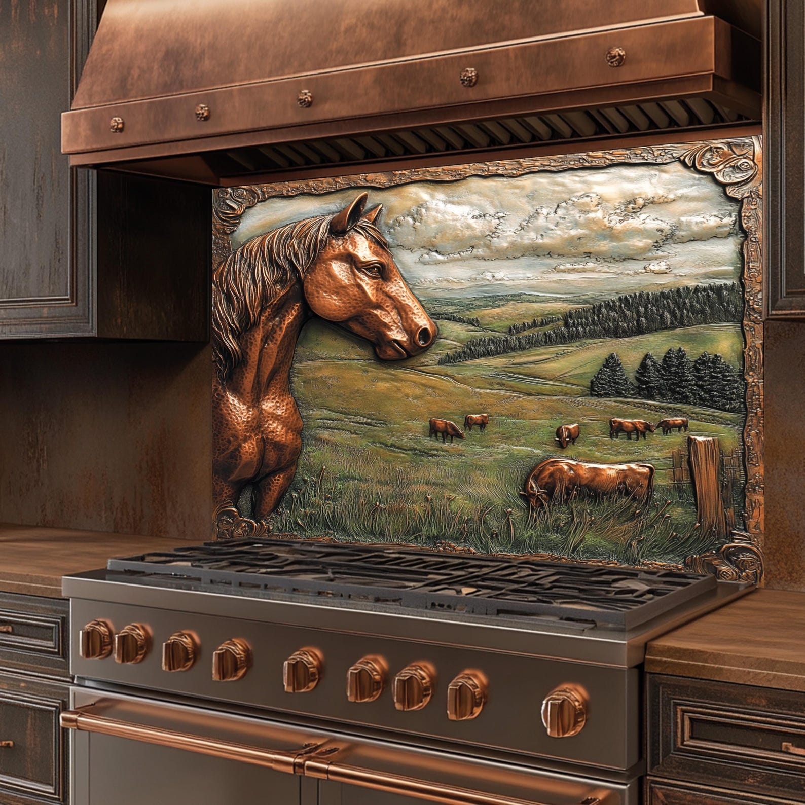 Rustic Horse Tempered Glass Backsplash, Country Farm Kitchen Backsplash ...