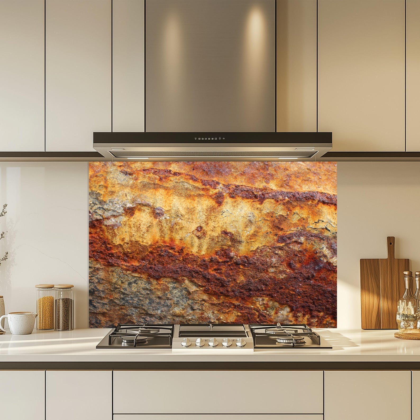 Tempered Glass Backsplash, Rust Texture Glass Backsplash, Rustic ...