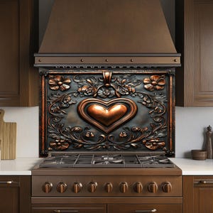 Tempered Glass Backsplash for Kitchen, Heart and Floral Glass ...