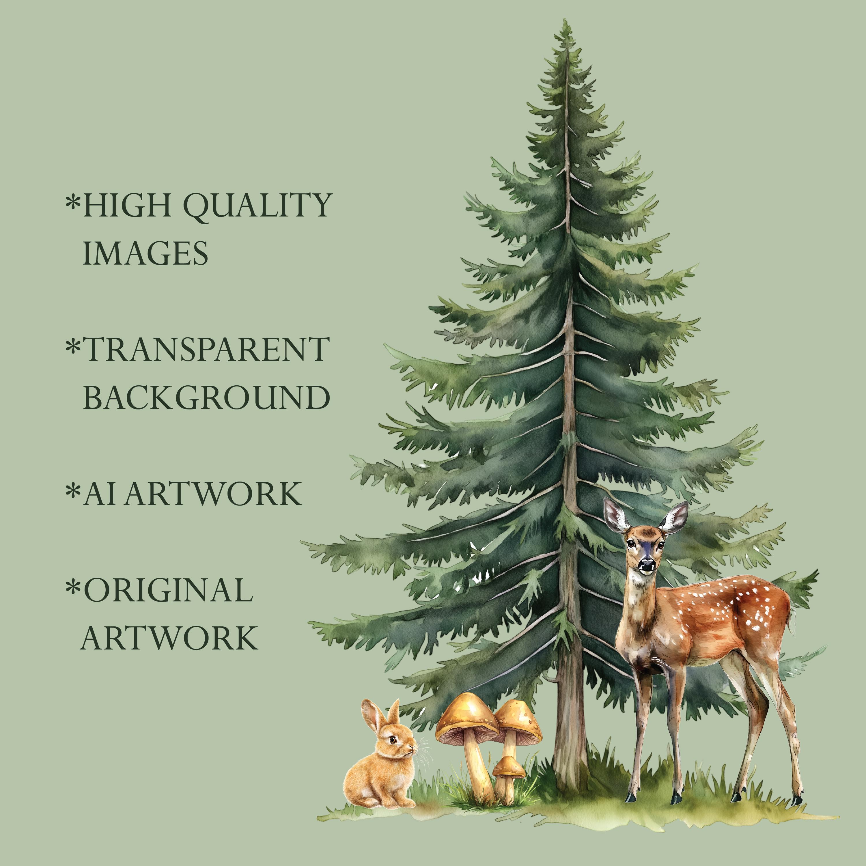 Woodland Animals Digital Clipart, Forest Creatures, Cute Baby Deer ...