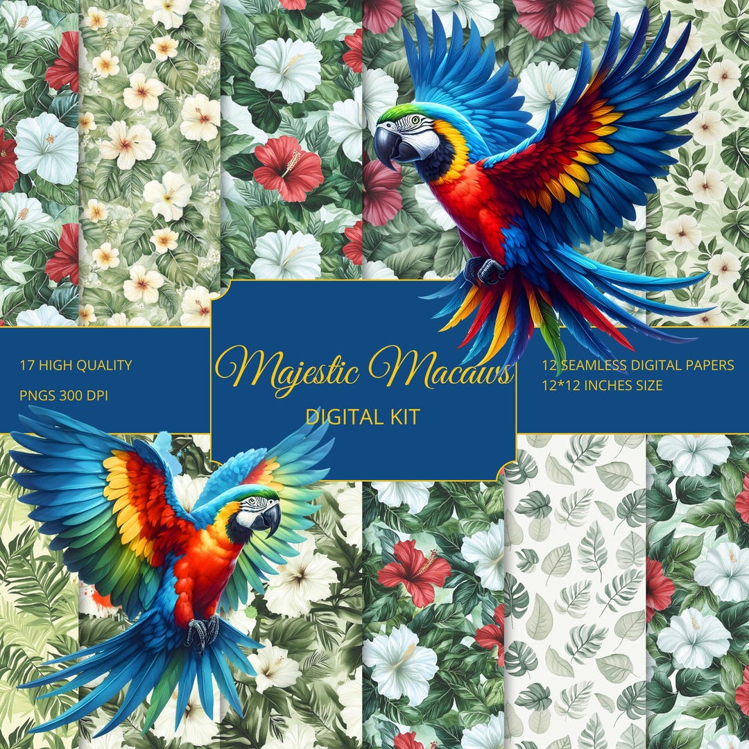 Majestic Macaws Digital Kit, Ara Macao, Ara Parrots, Macaw Parrots ...