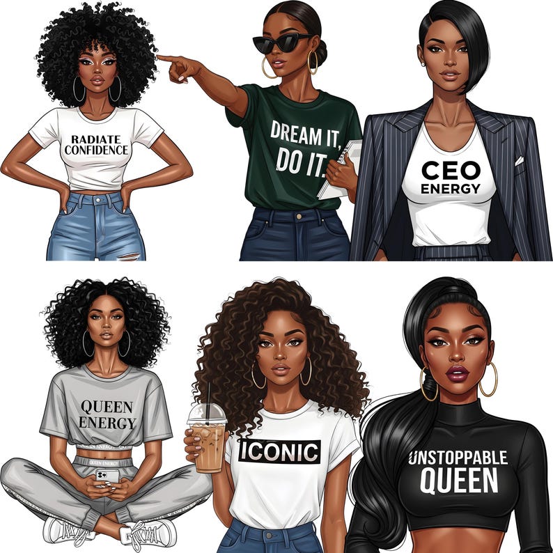 Black Girl Motivation Clipart | Strong Black Women PNG | Afro Woman ...
