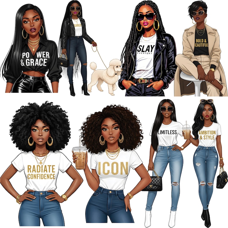 Black Girl Motivation Clipart | Strong Black Women PNG | Afro Woman ...