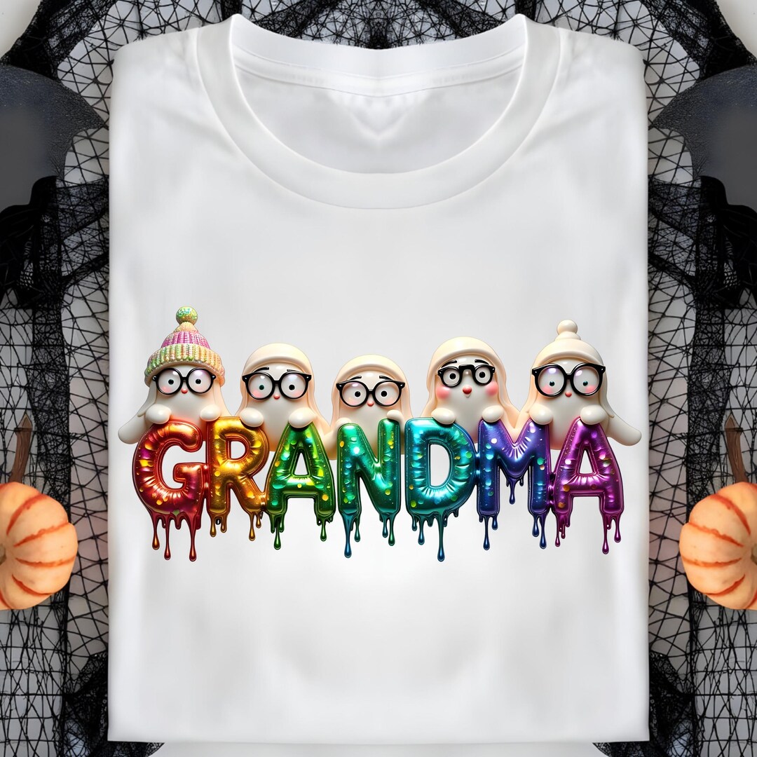 Halloween Grandma PNG, Iridescent Ghost Sublimation, Cute Granny Ghost ...