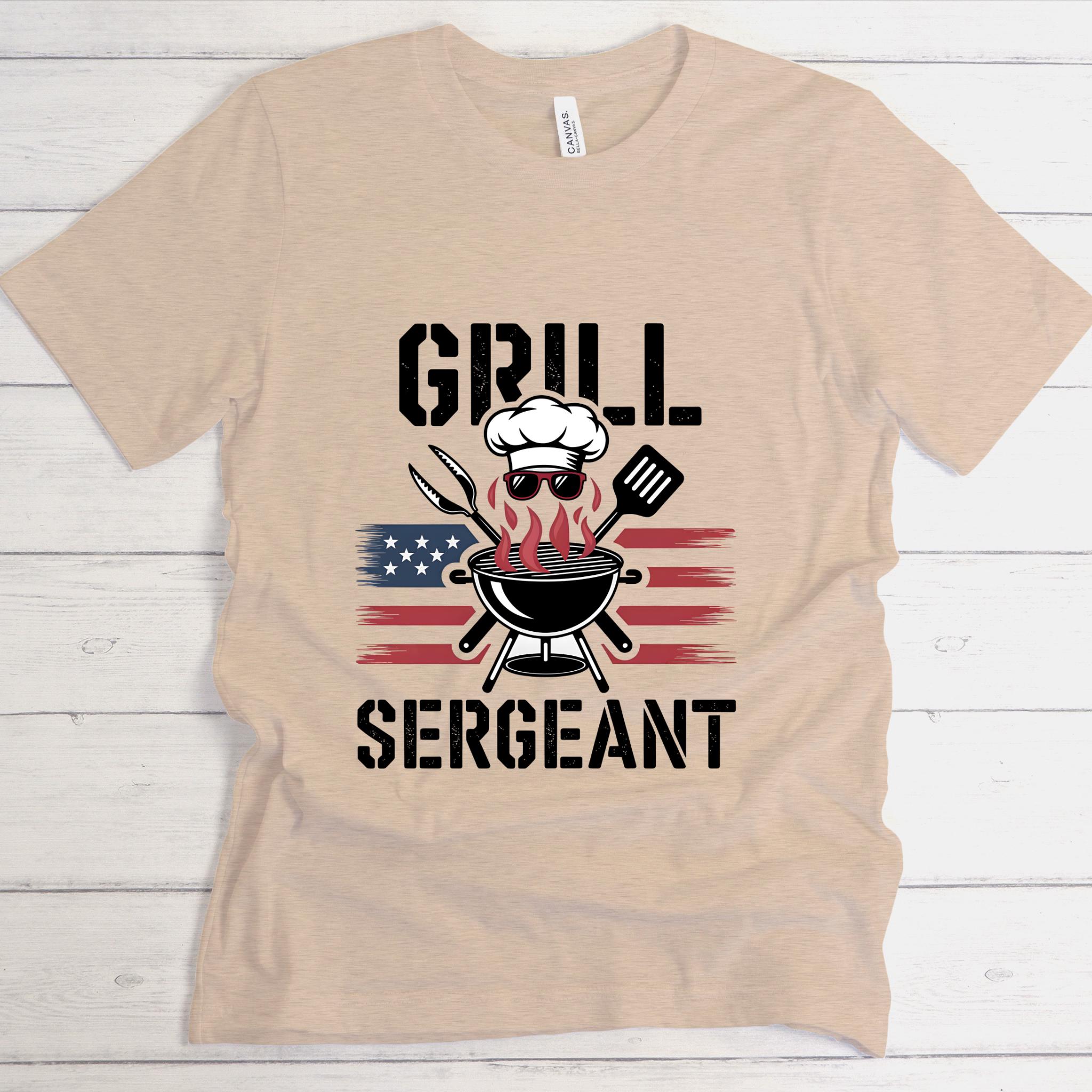 Grill Sergeant BBQ T-shirt - Patriotic American Flag Chef Apparel ...
