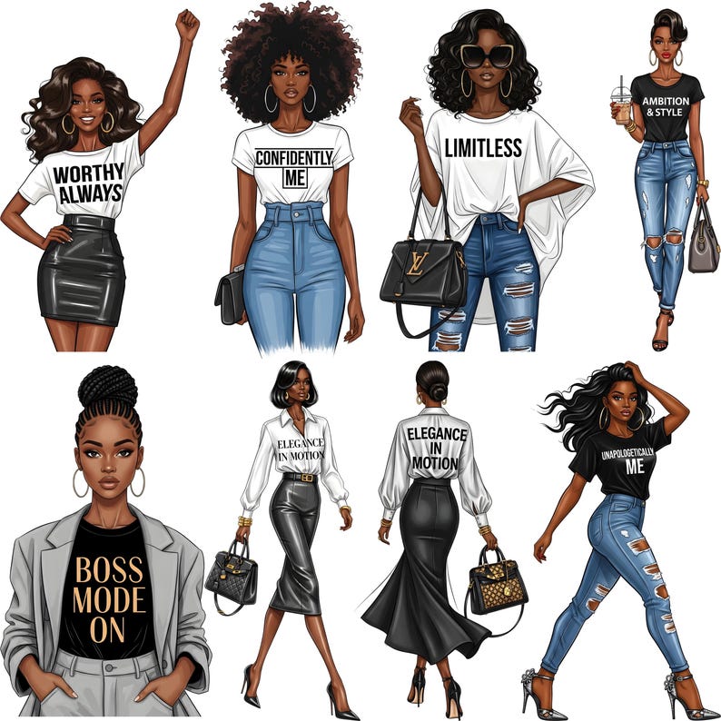 Black Girl Motivation Clipart | Strong Black Women PNG | Afro Woman ...