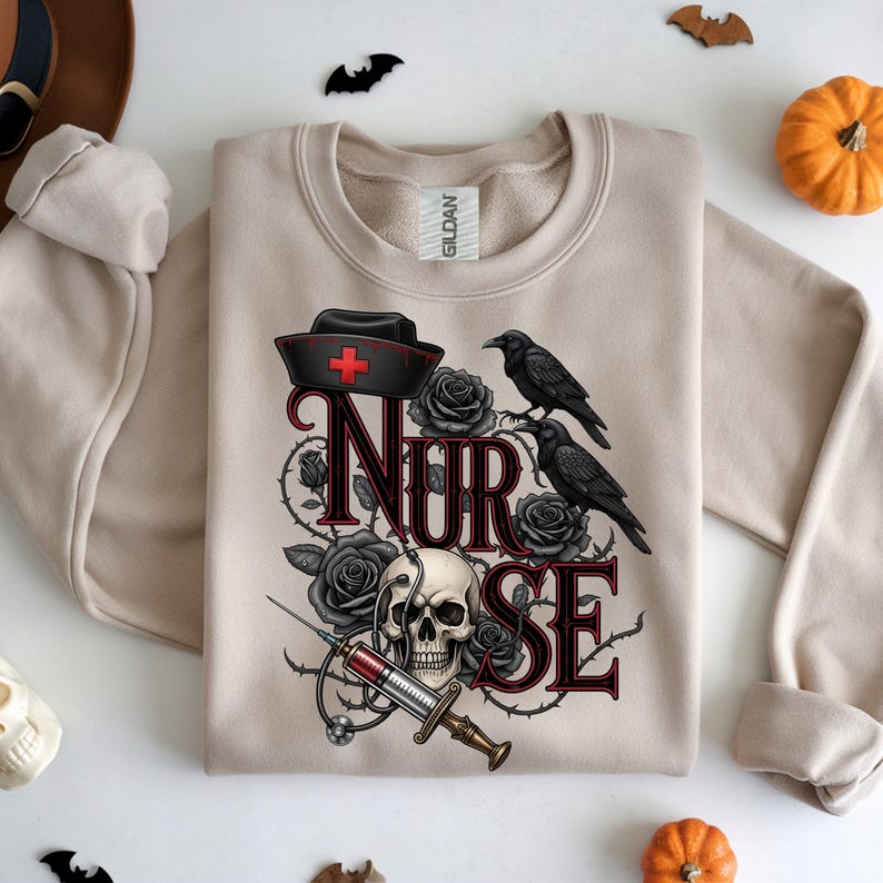 Gothic Nurse PNG Set of 3 Designs | Dark Skull RN Sublimation | Spooky ...
