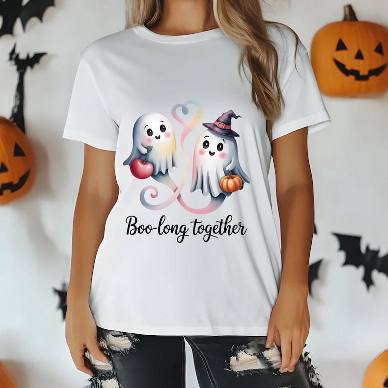 Cute Ghost Couple PNG, Boo-long Together Halloween Love Digital Art ...