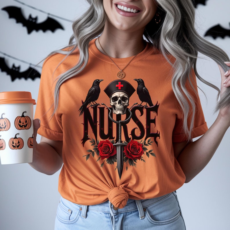 Gothic Nurse PNG Set of 3 Designs | Dark Skull RN Sublimation | Spooky ...