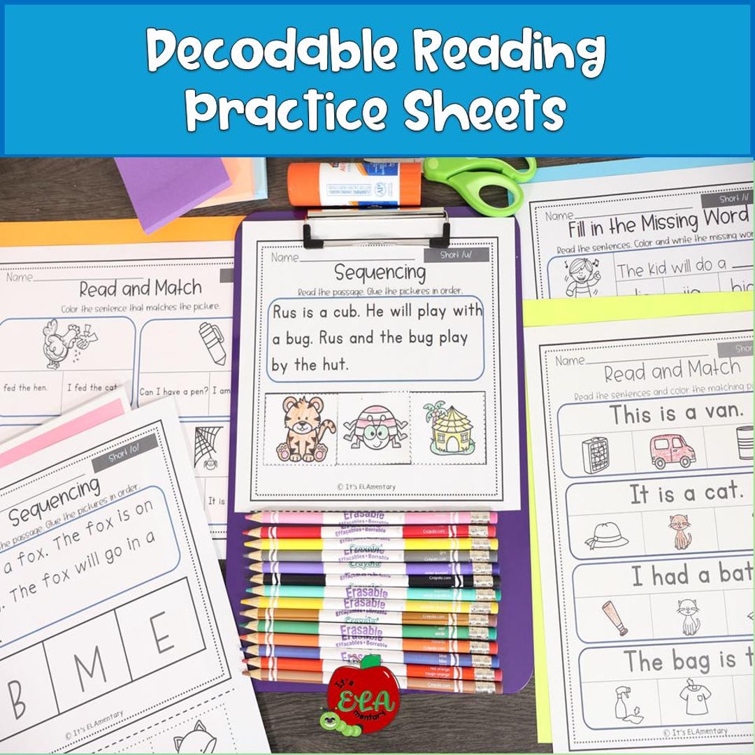 Decodable Sentence Practice Sheets - CVC - Etsy