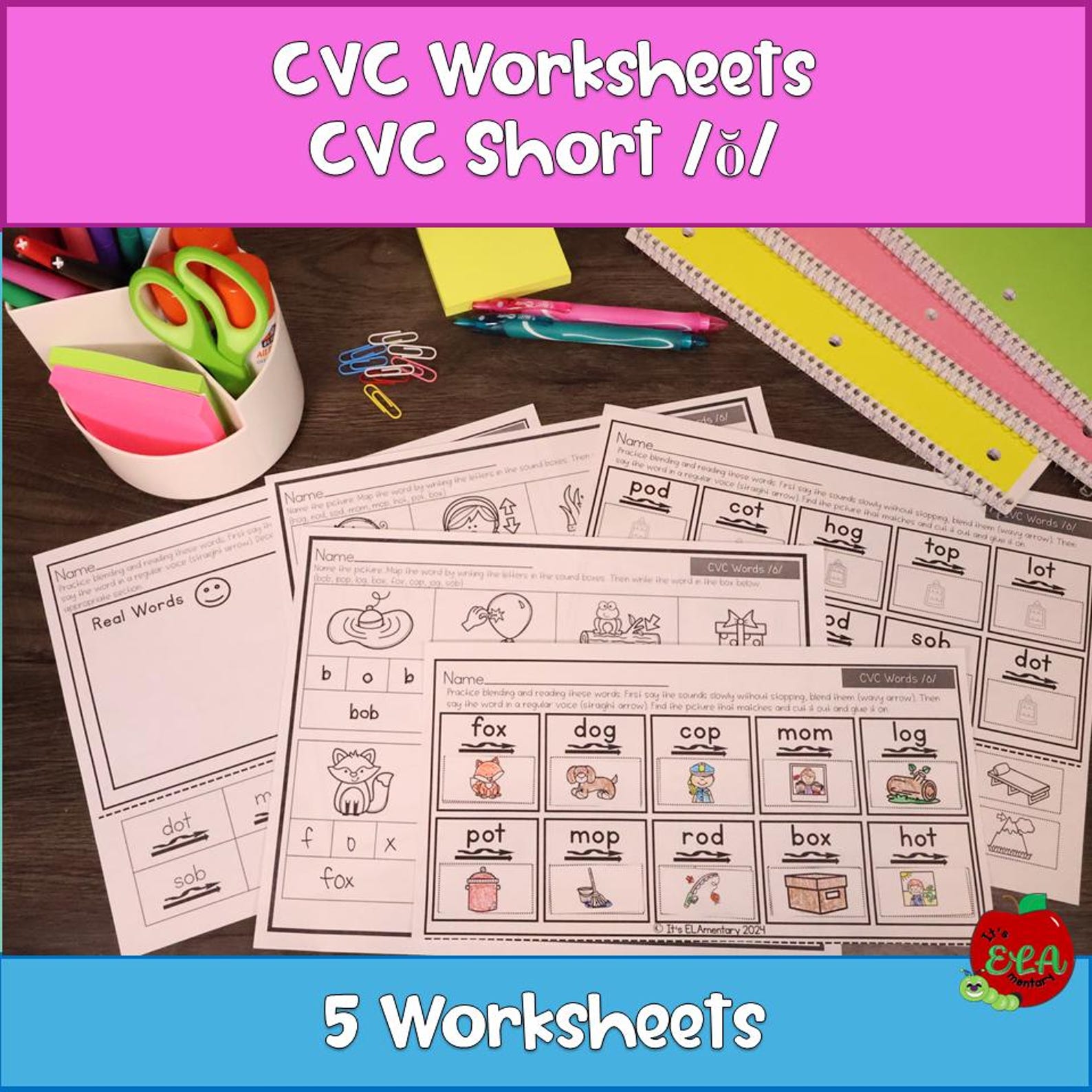CVC Short O Worksheets - Etsy