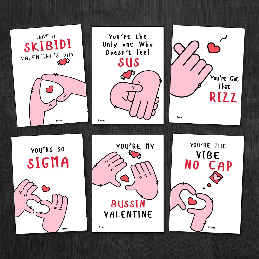 Slang Kids Valentine's Day Cards, Funny Printable Classroom Valentine ...