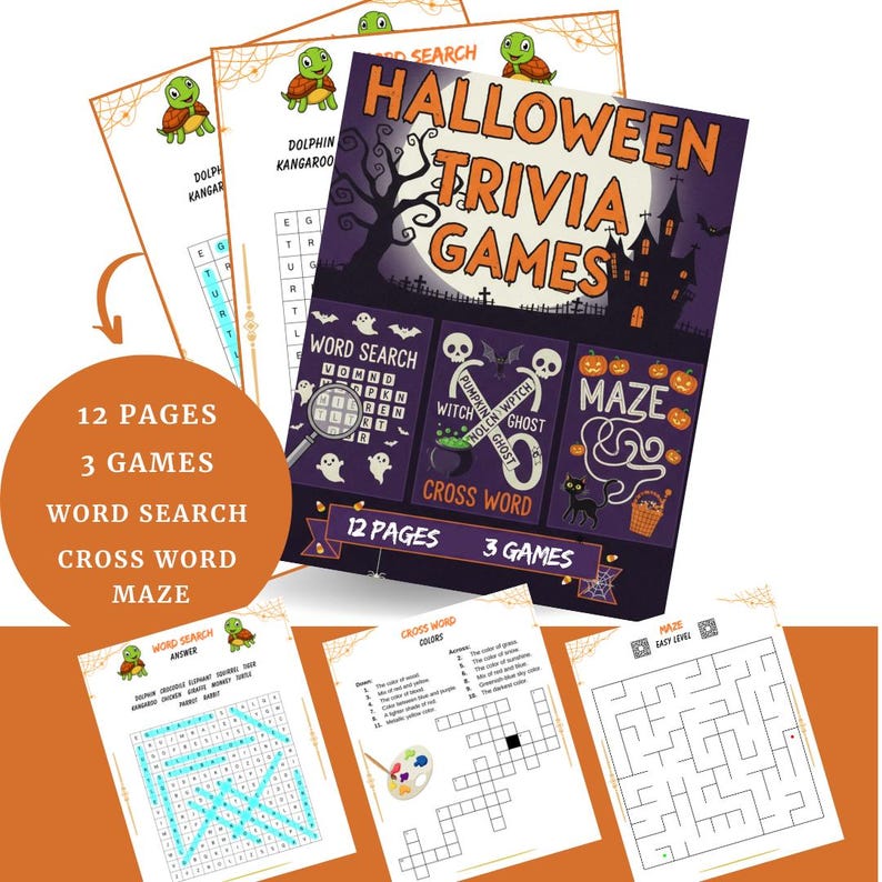 Halloween Trivia Bundle Printable, Kids Halloween Party Game, Holiday ...