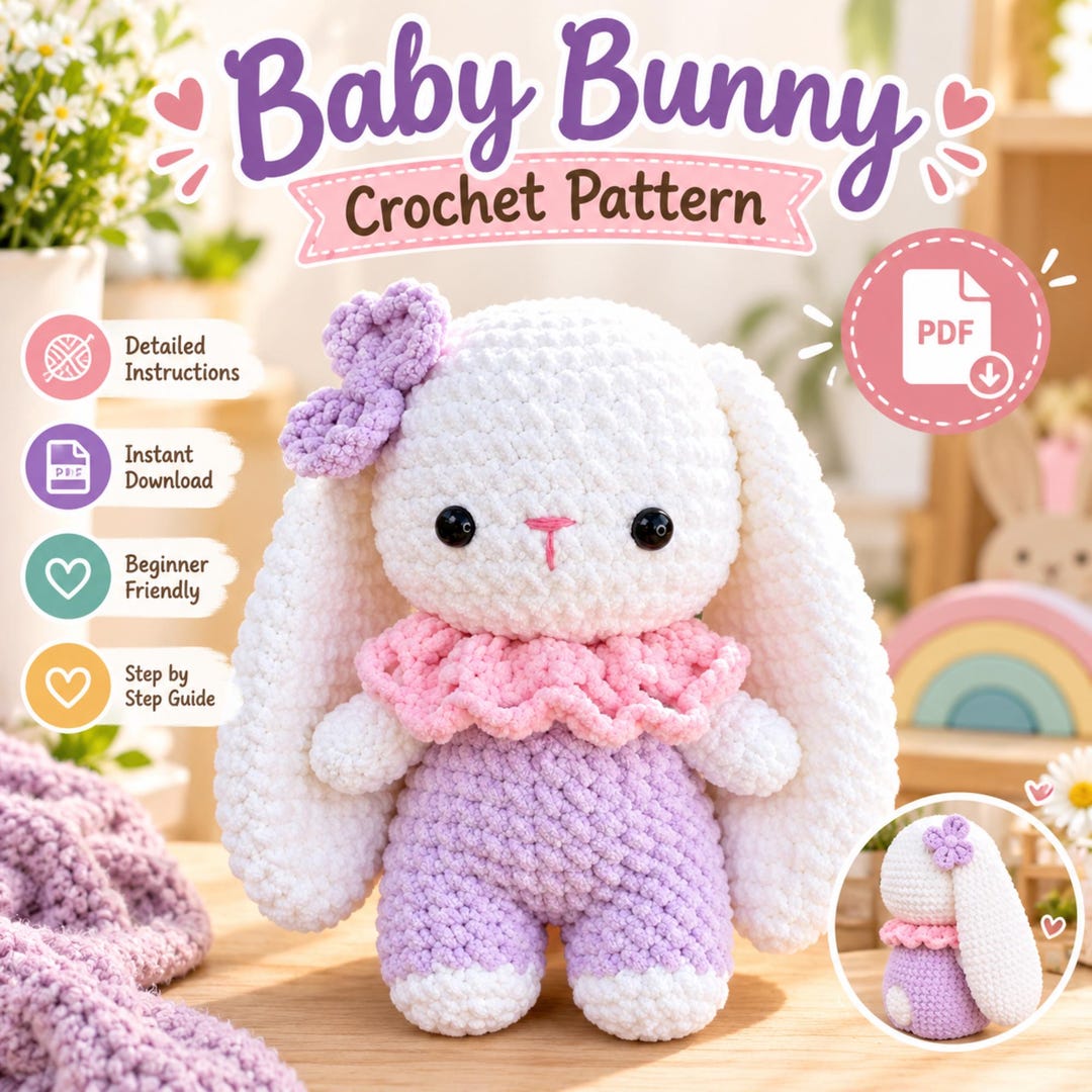 Baby Bunny Crochet Pattern, Crochet Bunny Pattern, Amigurumi Bunny PDF ...