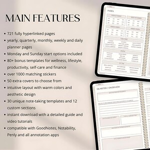 Undated Digital Planner: Goodnotes iPad & Android, 1000+ Stickers ...