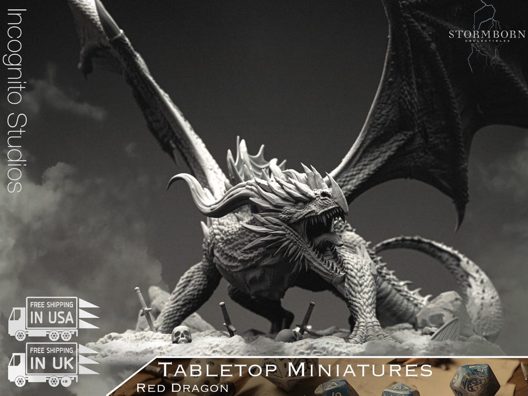 Ancient Red Dragon Dragon Army Miniature Wargaming D&D Tabletop - Etsy