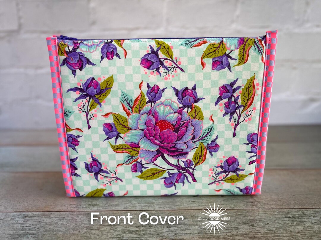Tula Pink Peony Large Booklet Pouch - Handmade Project Bag - Sewing ...