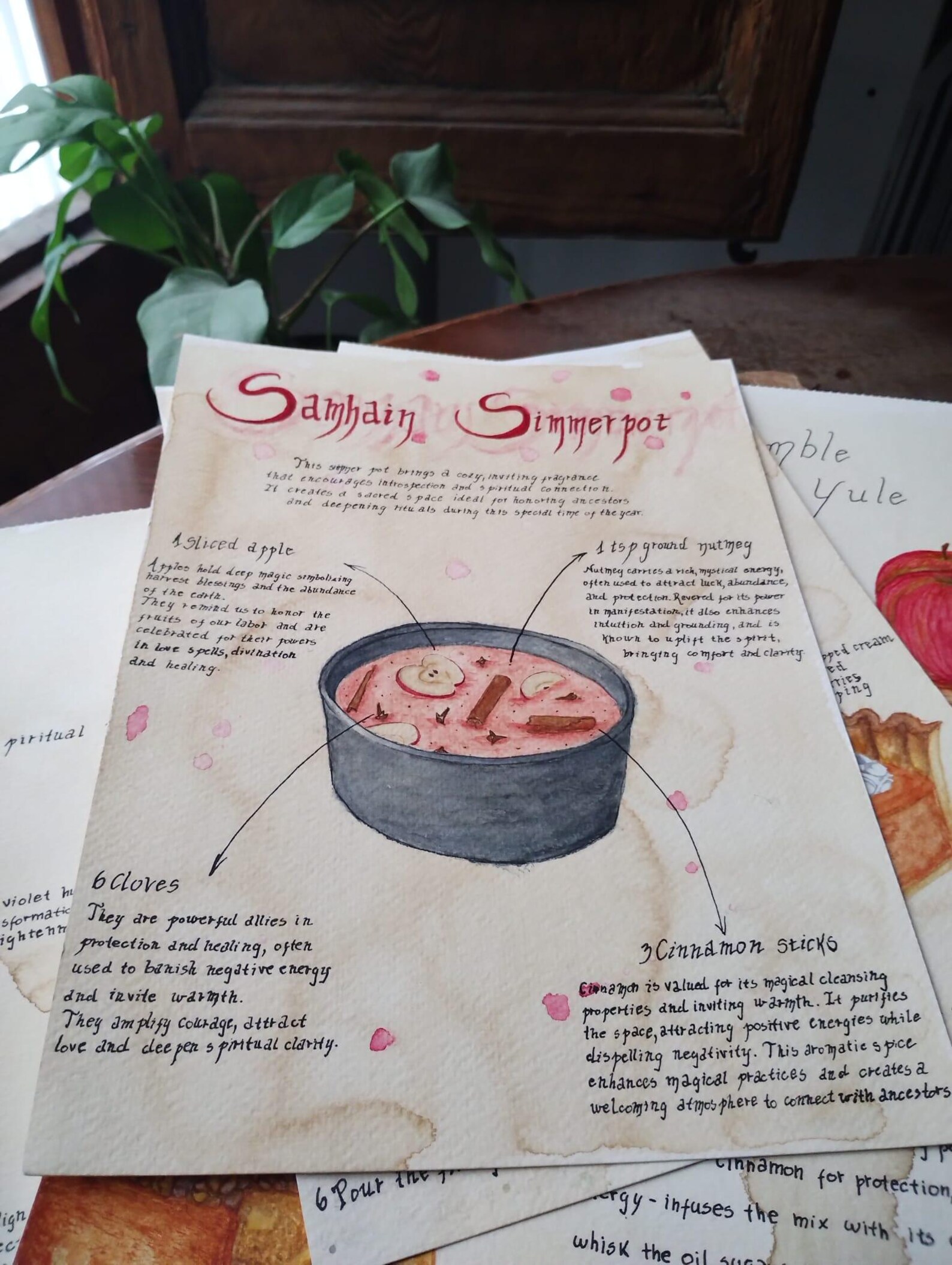 Samhain Simmer Pot Watercolor - Witchy Autumn Decor, Pagan Harvest ...