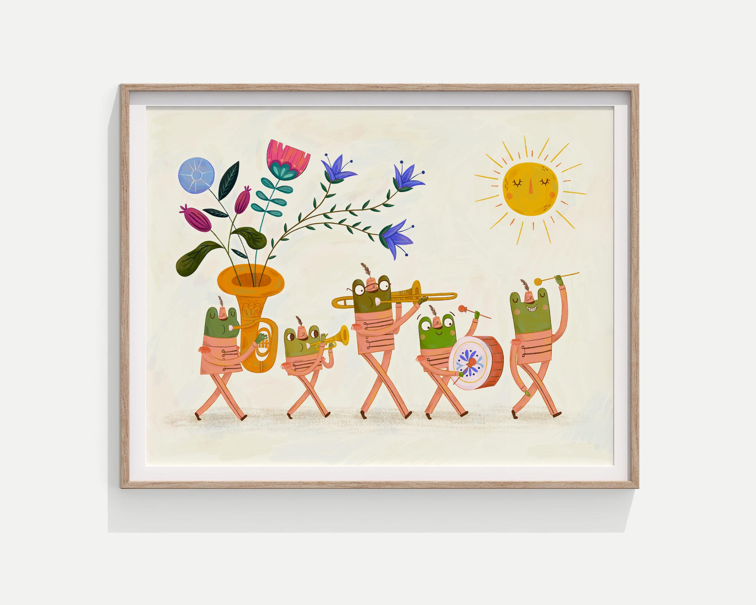 Frog Wall Art Frog Nursery Décor Frog Art Print Folk Art Print Kids Art ...