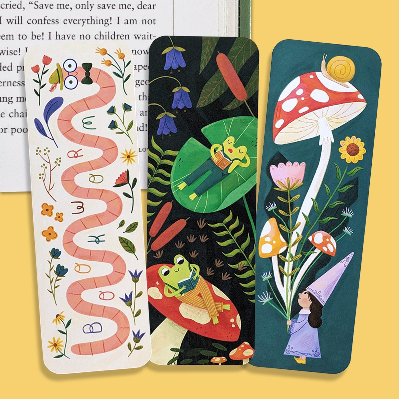Folk Art Bookmark Set Cute Bookmarks Gifts for Readers Bookworm Gifts ...