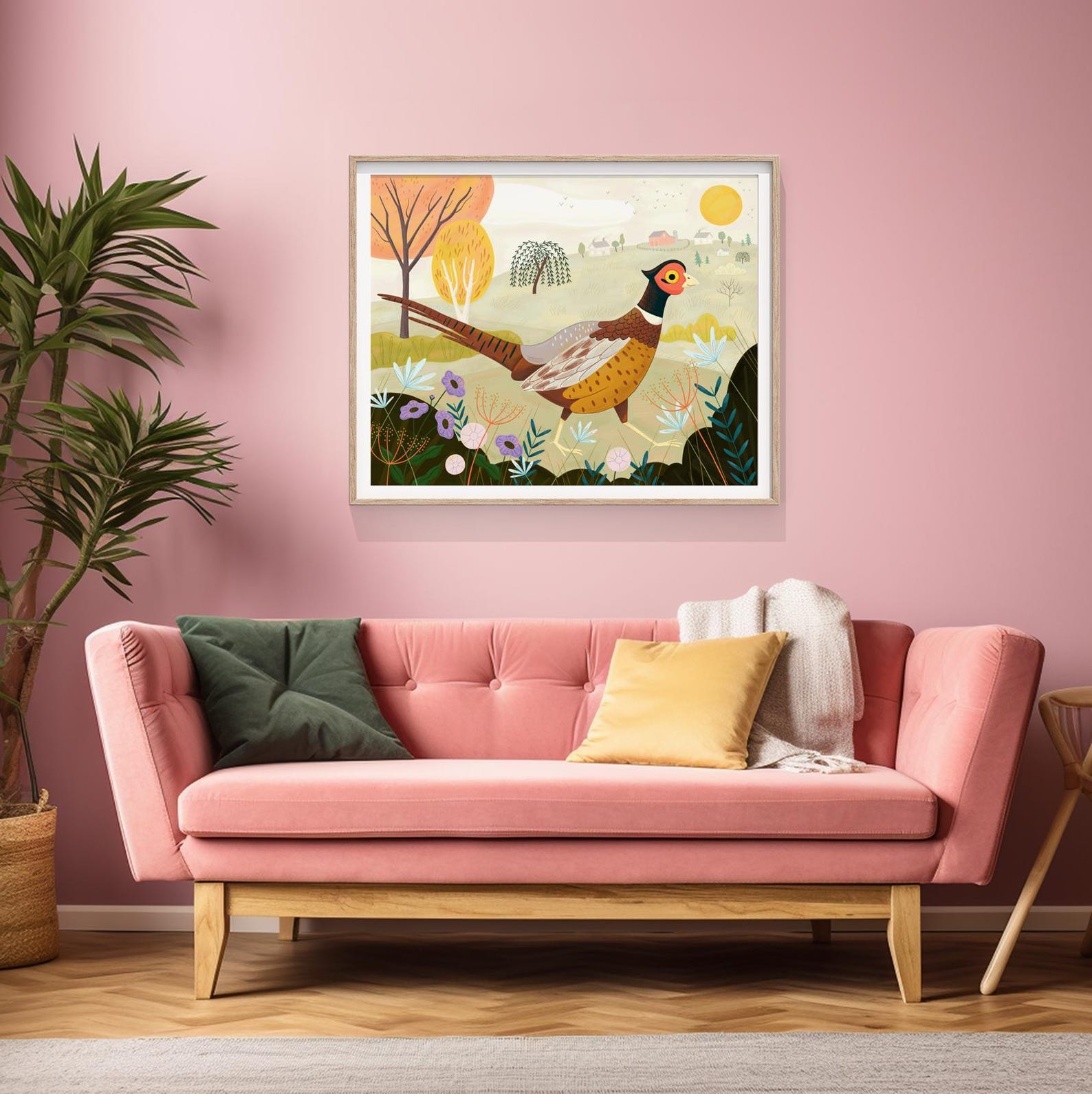 Pheasant Wall Art Pheasant Art Print Pheasant Artwork Folk Art Kids Art ...