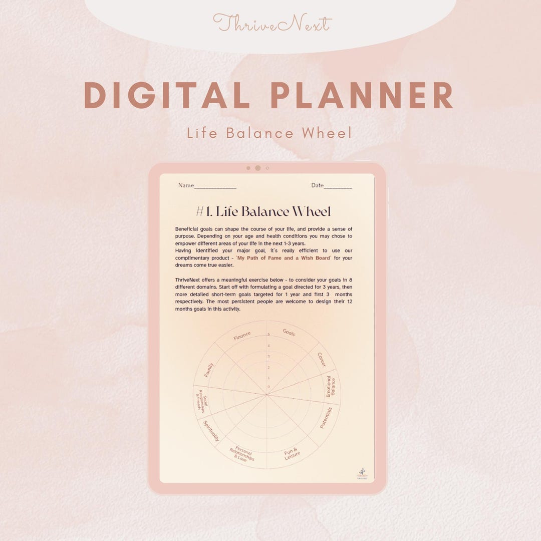 Digital Planner Goal Setting Productivity Planner Life Balance Wheel ...