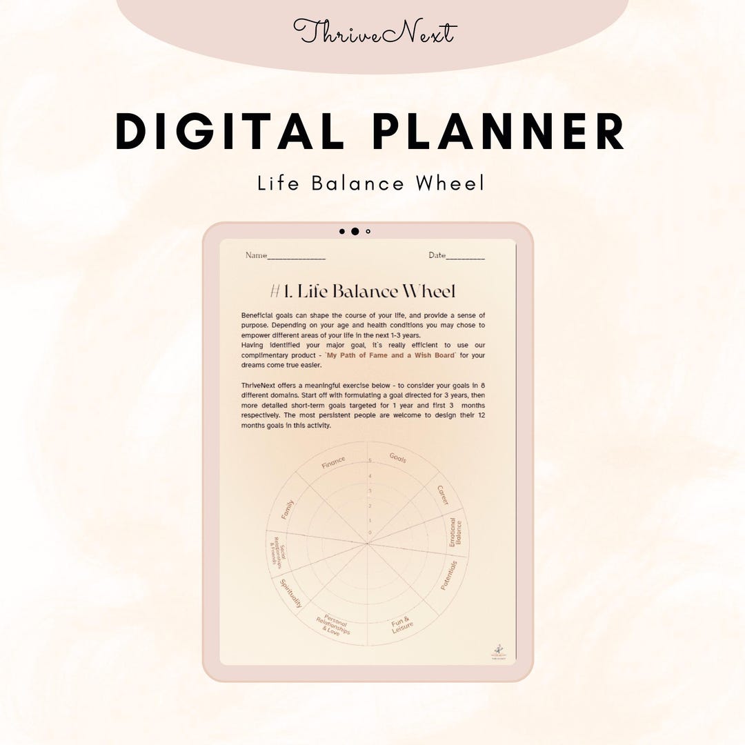 Wheel of Life Balance Planner Self-improvement Digital Printable Goal ...