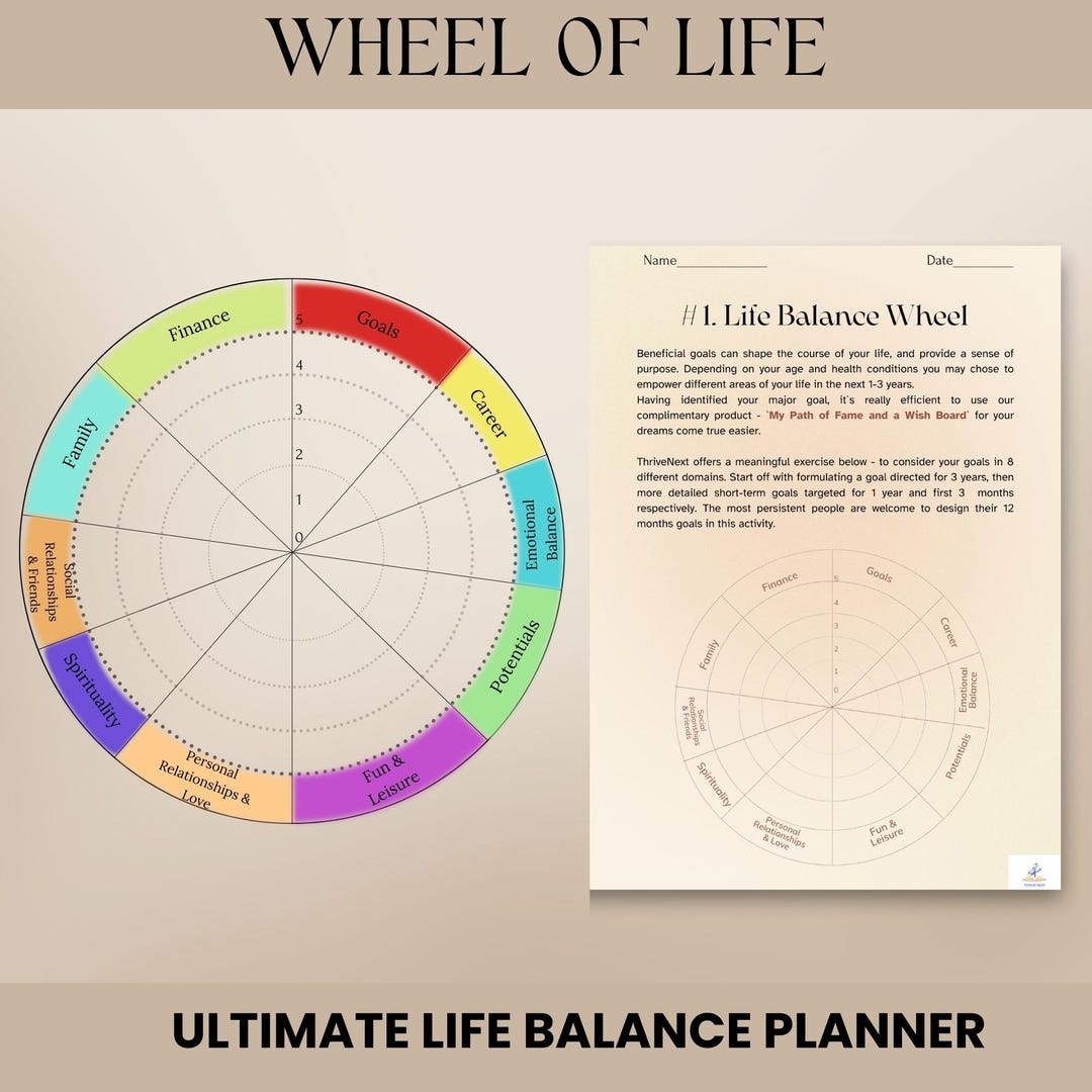 Wheel of Life Balance Planner Instant Download Self Improvement Tool ...