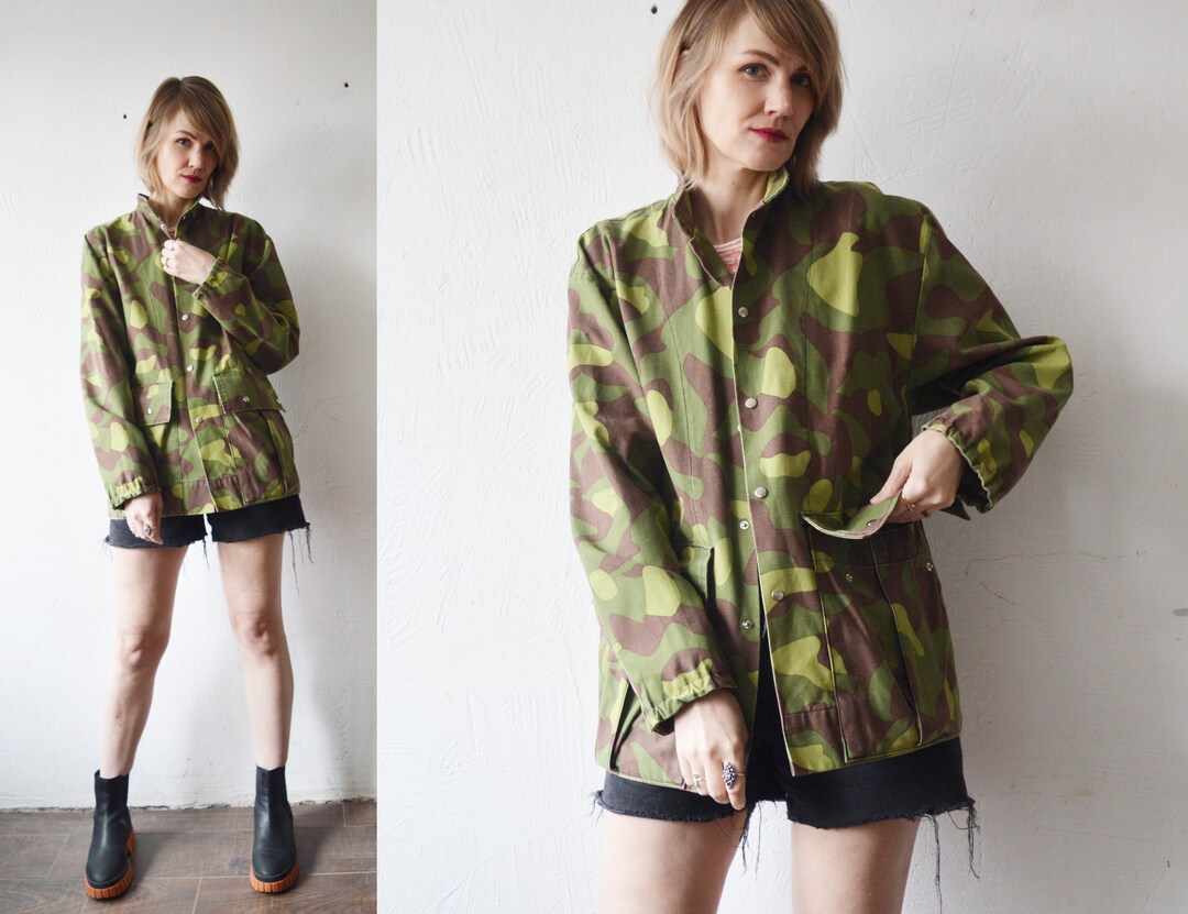 70s 80s Handmade Camo Camouflage Military Jacket - Unisex - Large - Etsy