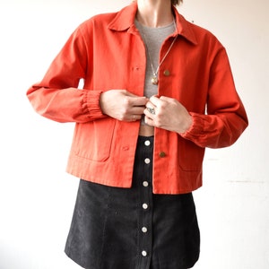 Swedish Vintage Orange Red Sturdy Cotton Cropped Working Utility Jacket ...