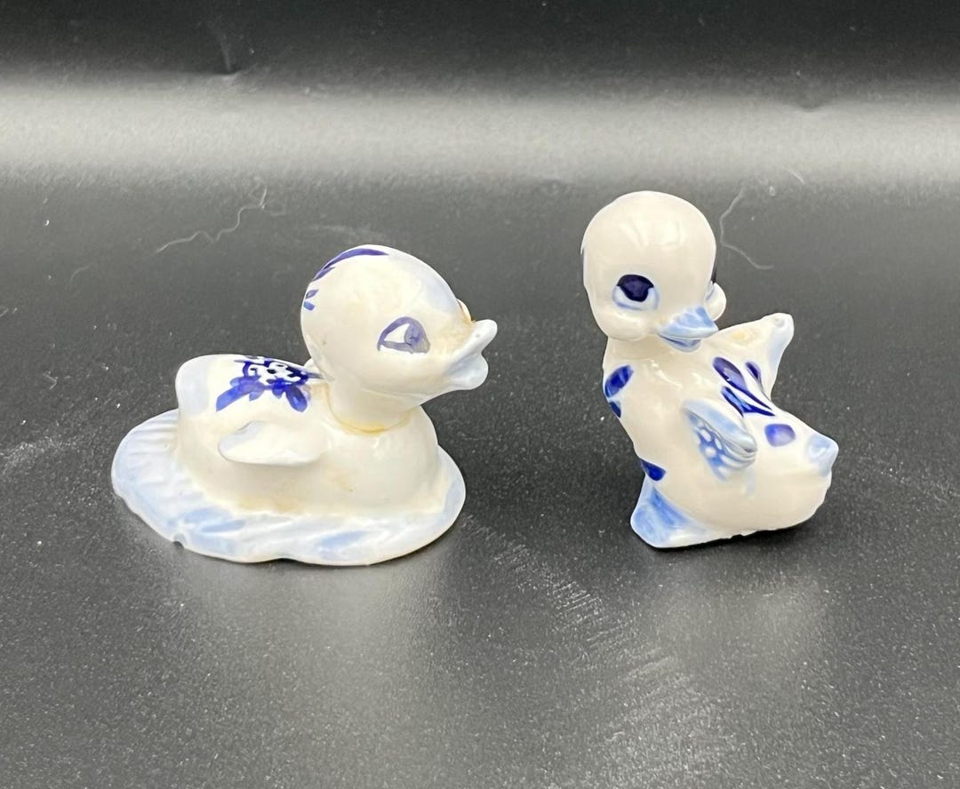 Vintage ENESCO Delft Ducks – Blue & White Miniatures, Handpainted ...